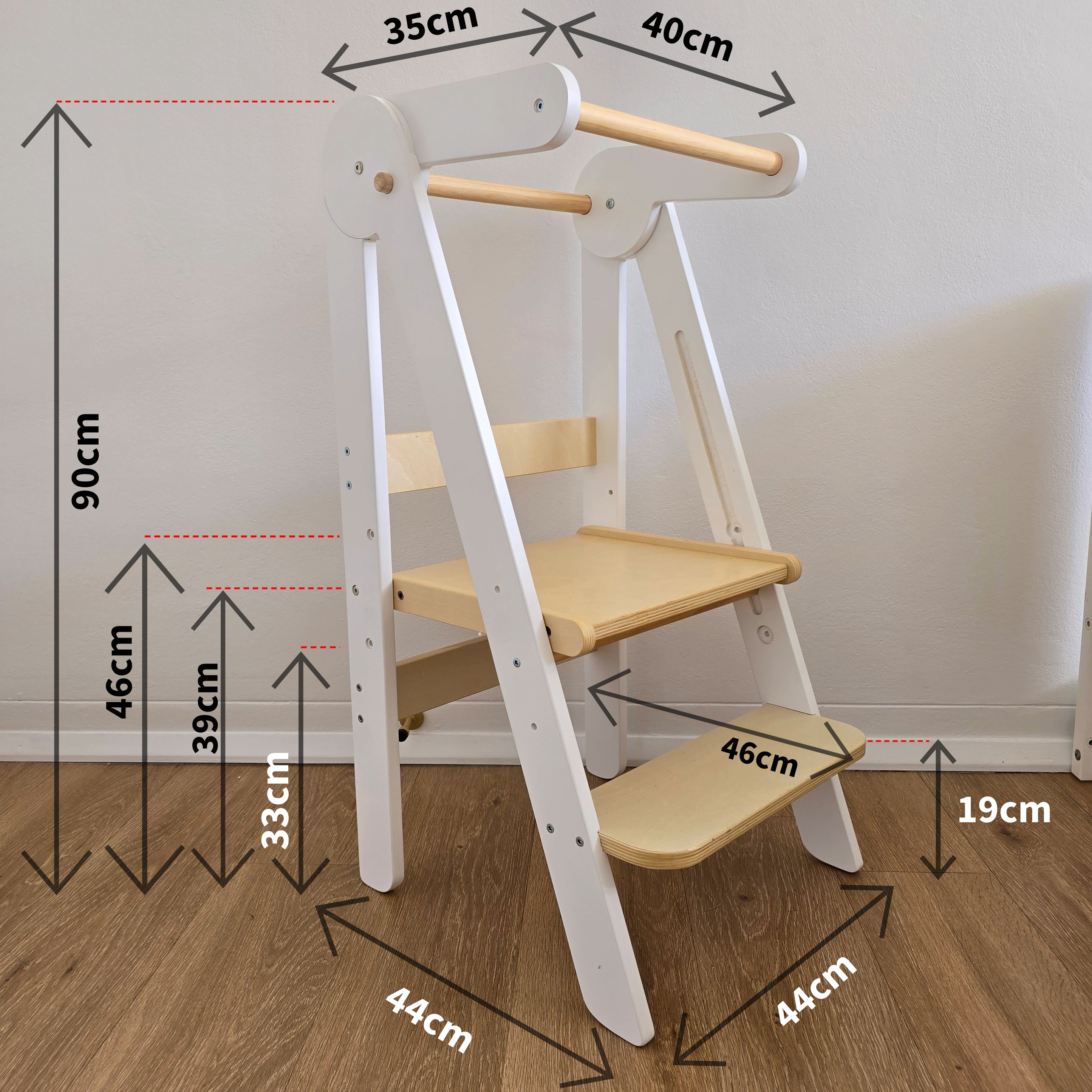 Space-Saving Adjustable Foldable Learning Tower - White – Four Little ...